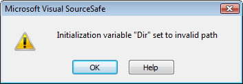 Initialization variable error message when checking files in or out in VSS